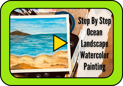 Ocean Landscape Watercolor Painting Using Watercolor Pencils – Hippie ...
